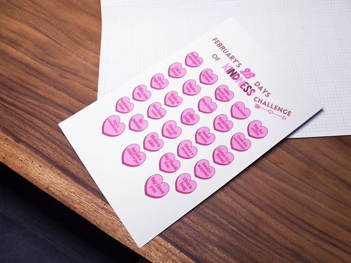 February's 28 Day Kindness Challenge Printable; fun game for Valentine ...